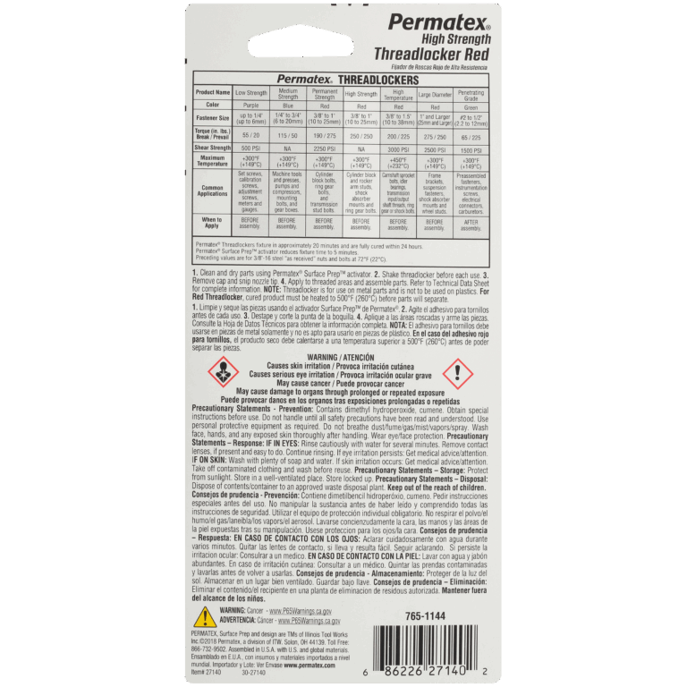 Permatex Australia - High Strength Threadlocker Red 37mL
